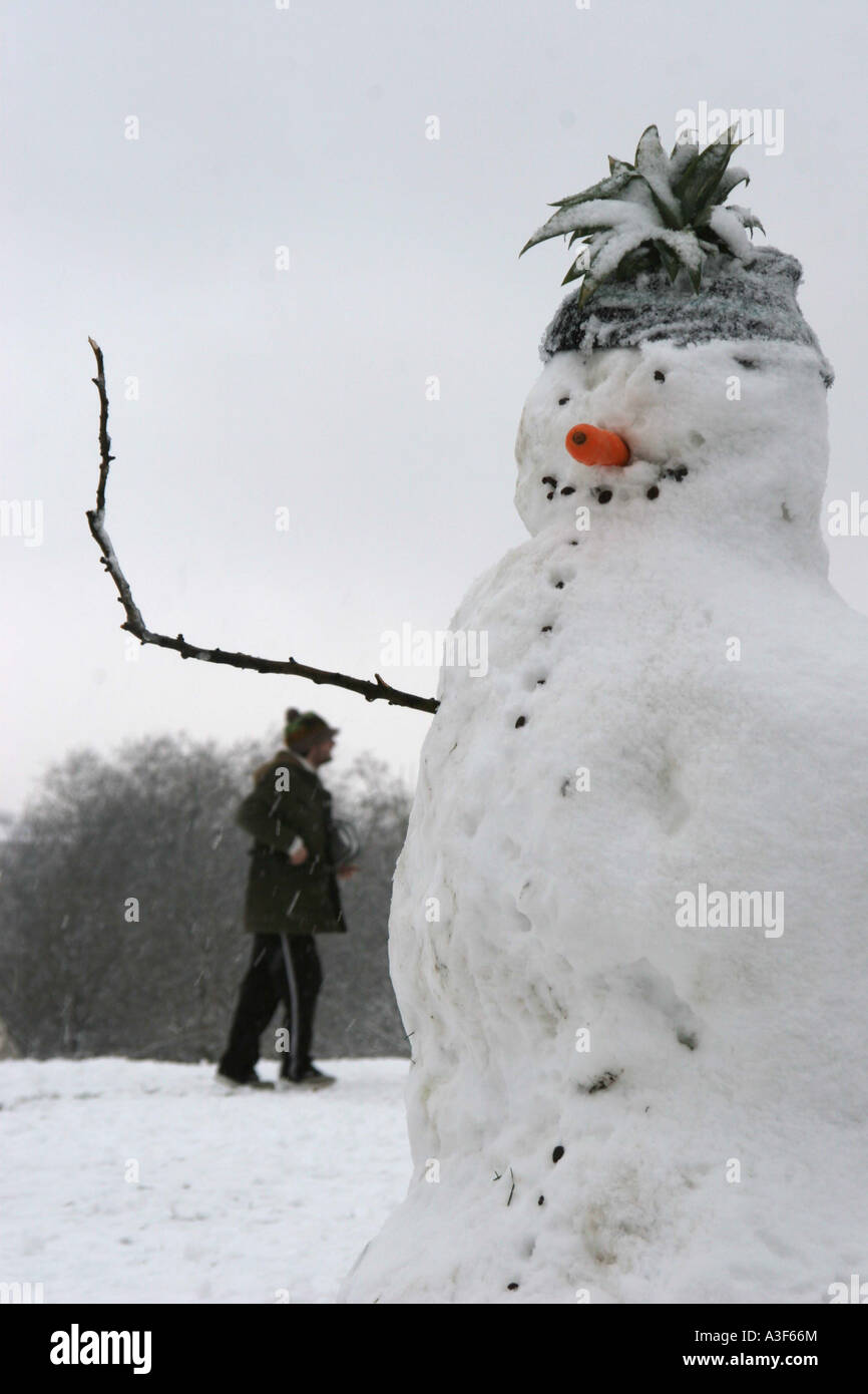 Snowman enjoying view of Primrose Hill Park London England United ...