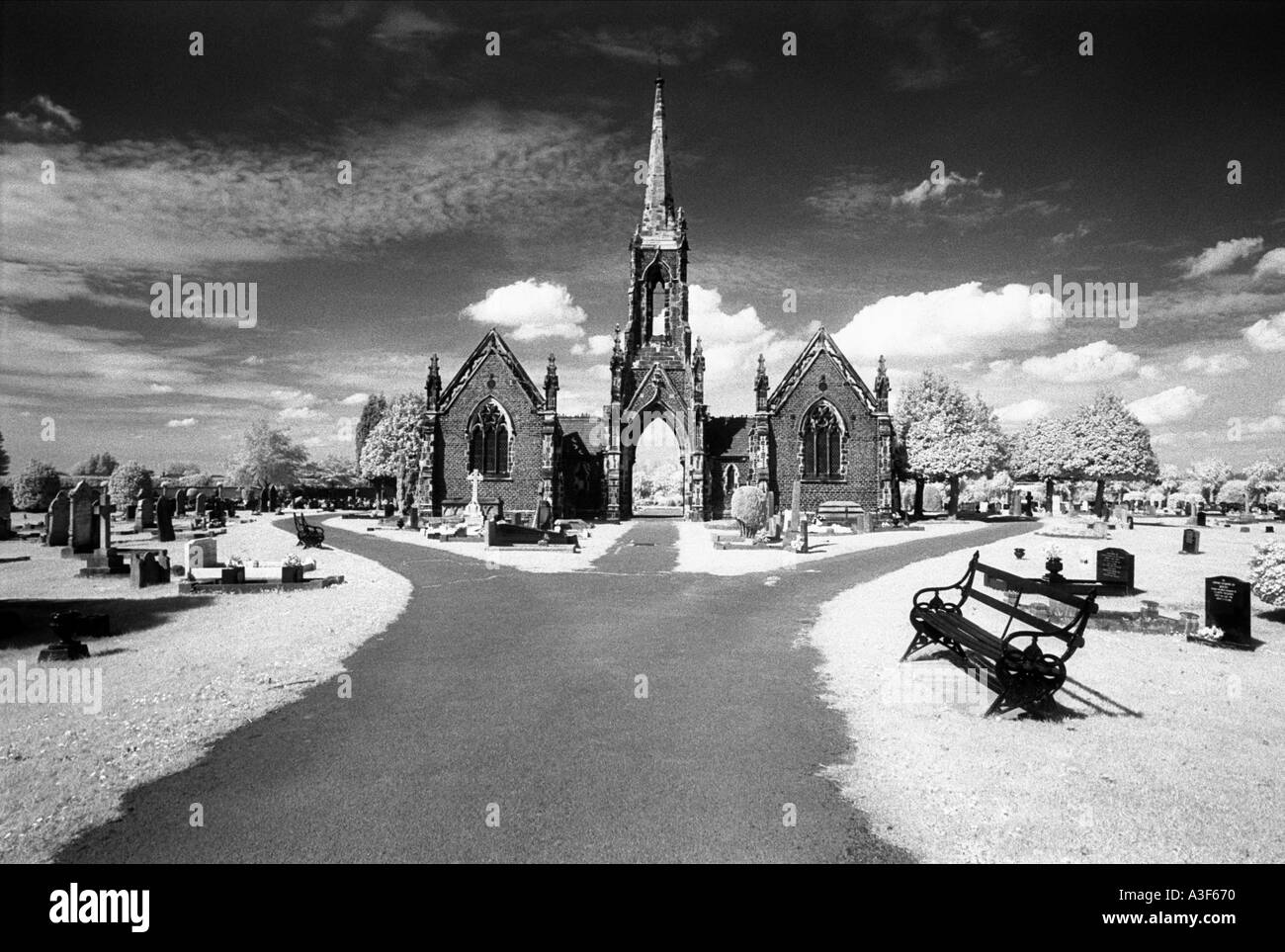 Cemetary Graveyard in Infrared Stock Photo - Alamy