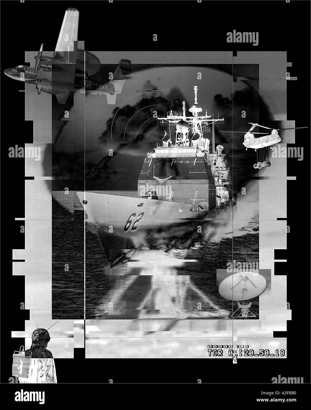 Defense collage representing connection between military platforms ...