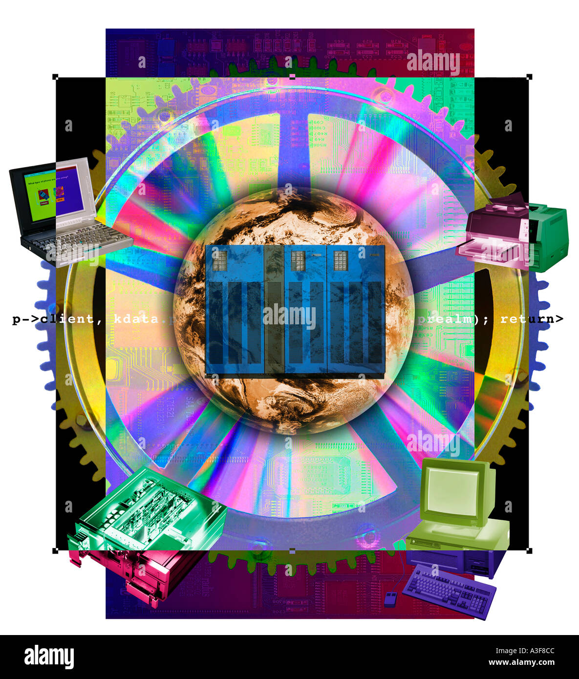 Computer network collage Stock Photo - Alamy