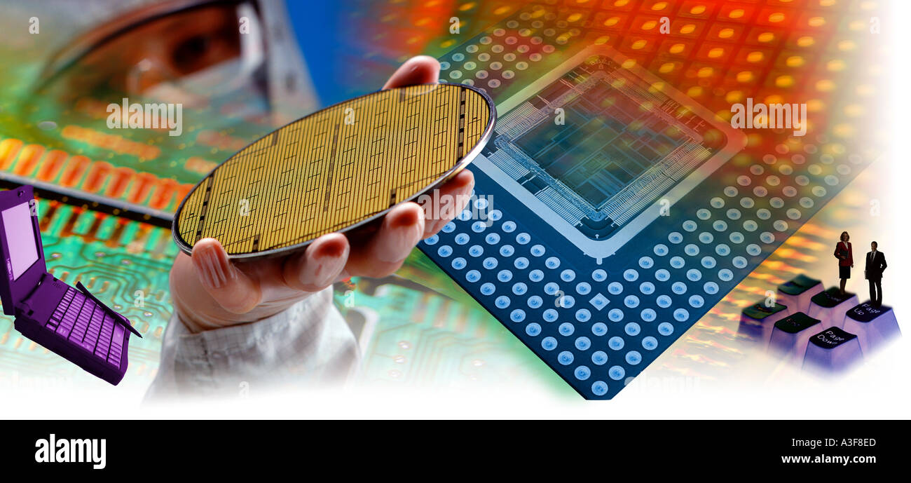 Technology collage representing computer manufacturing Stock Photo - Alamy
