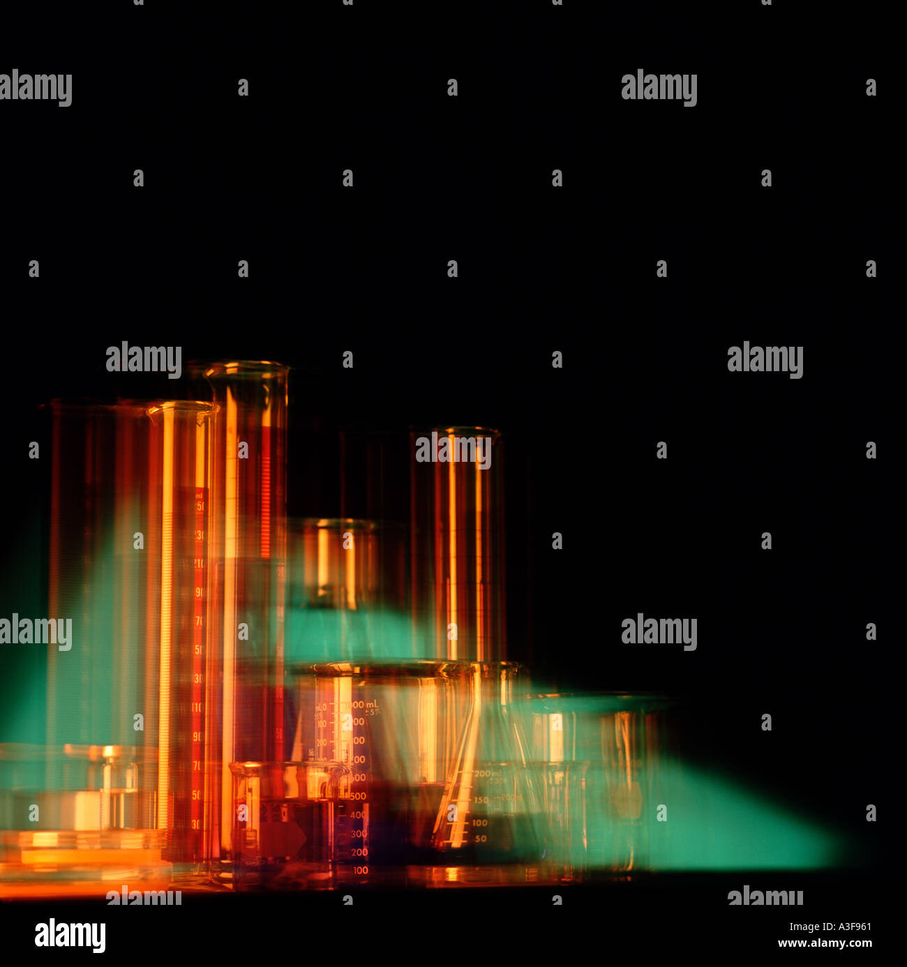 Grouping of medical beakers with blur Stock Photo - Alamy