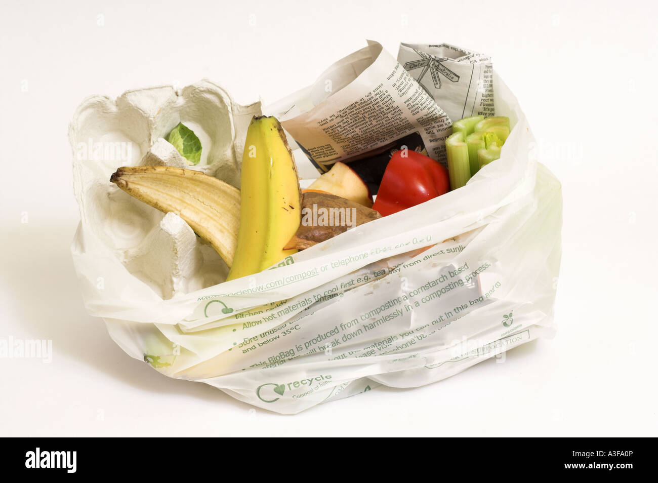 Bio degradable cornstarch bag with kitchen waste products ready for the ...