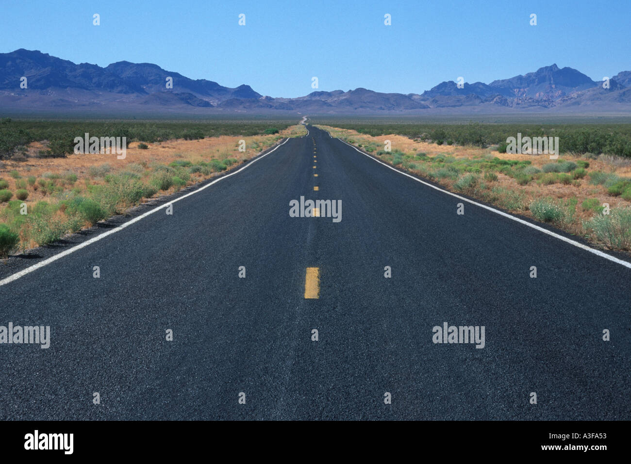 Open road through the desert southwest Nevada Stock Photo - Alamy