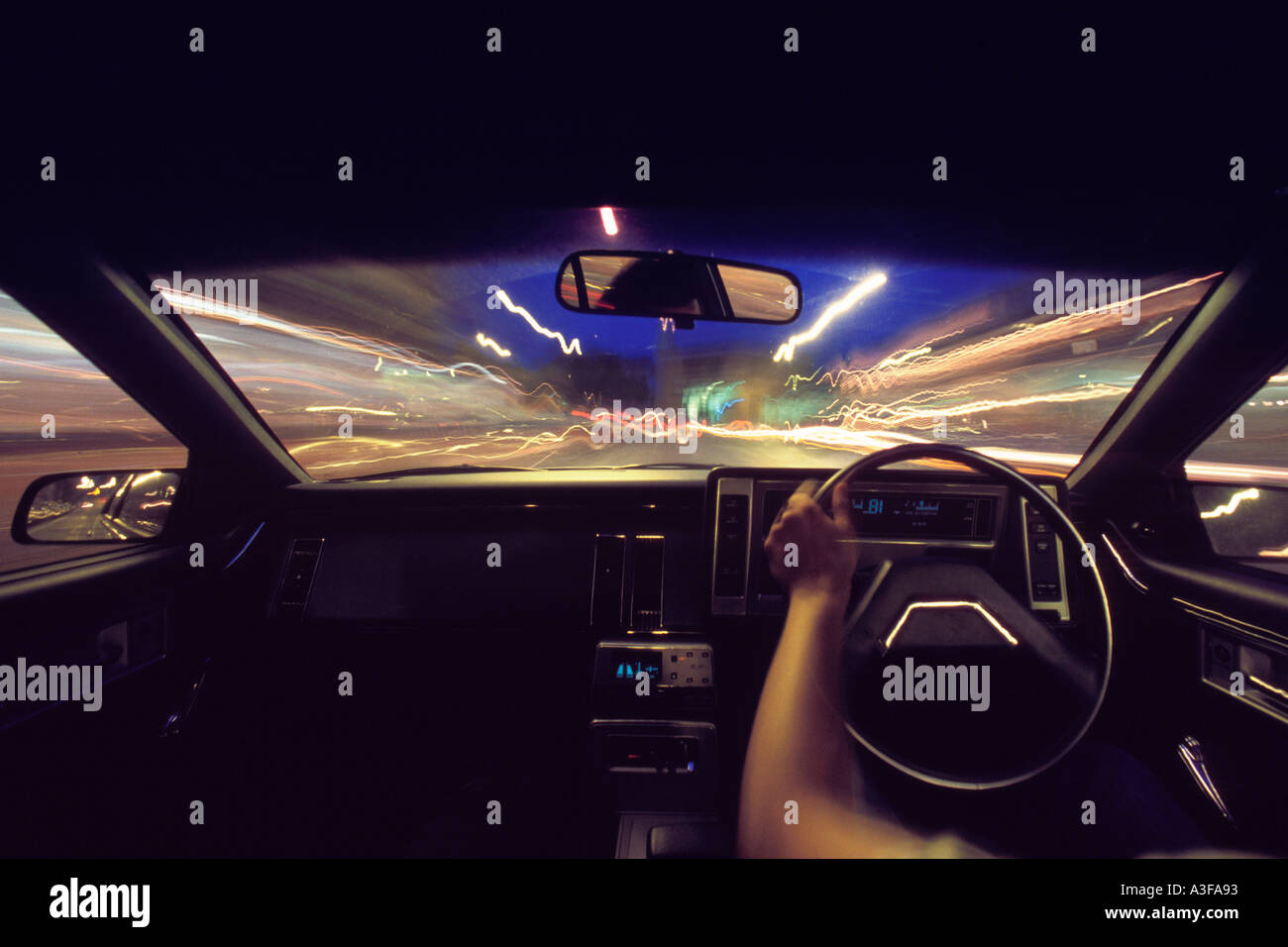 Driver s perspective of driving at night Stock Photo - Alamy