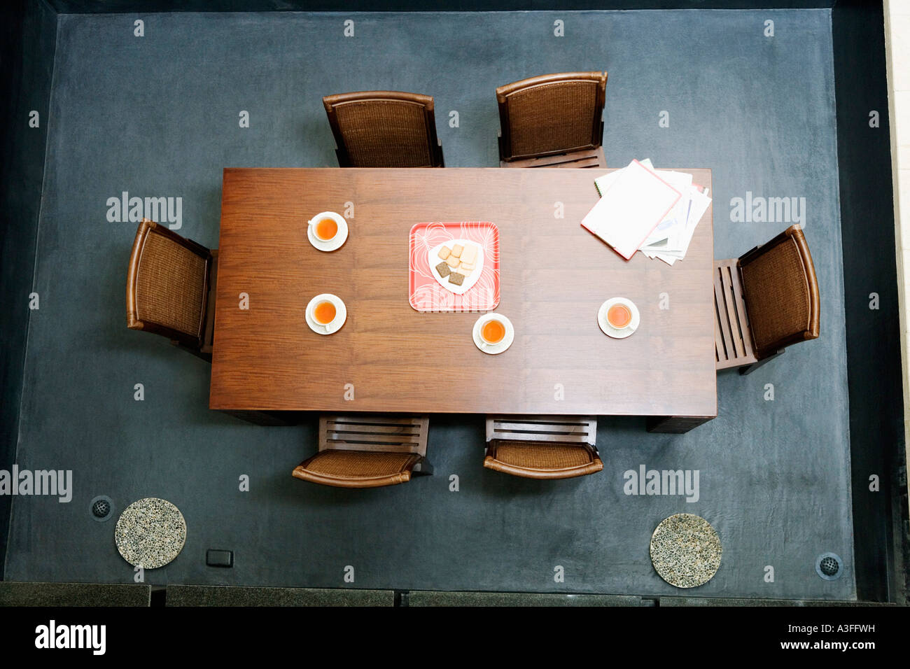 High angle view of a conference table Stock Photo - Alamy
