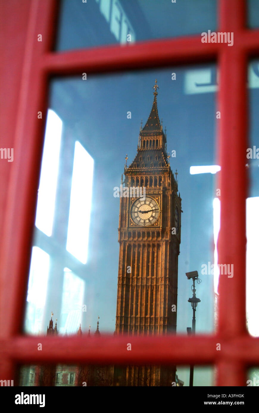 Big Ben reflected in a red telephone box London Stock Photo - Alamy
