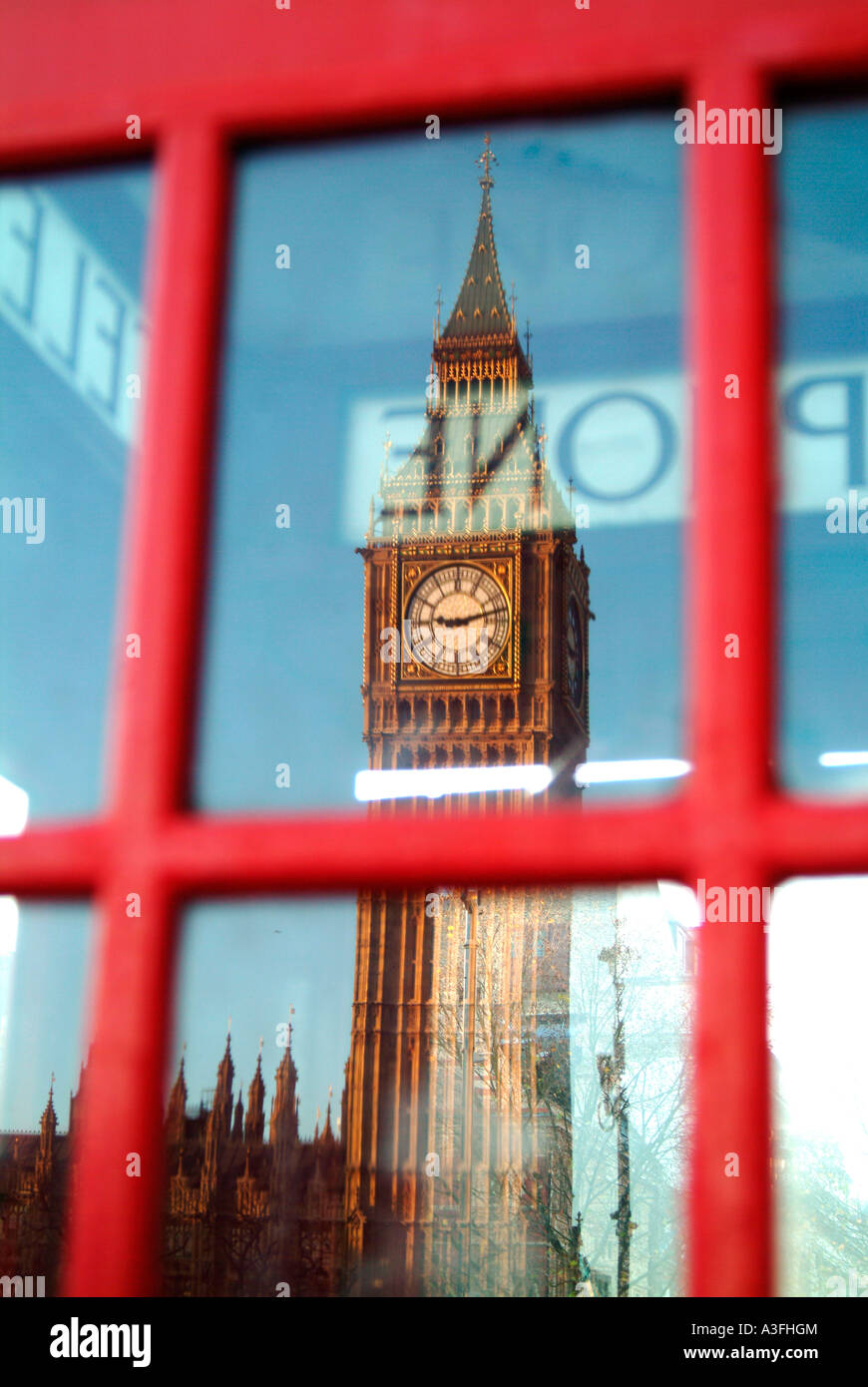 Big Ben reflected in a red telephone box London Stock Photo - Alamy