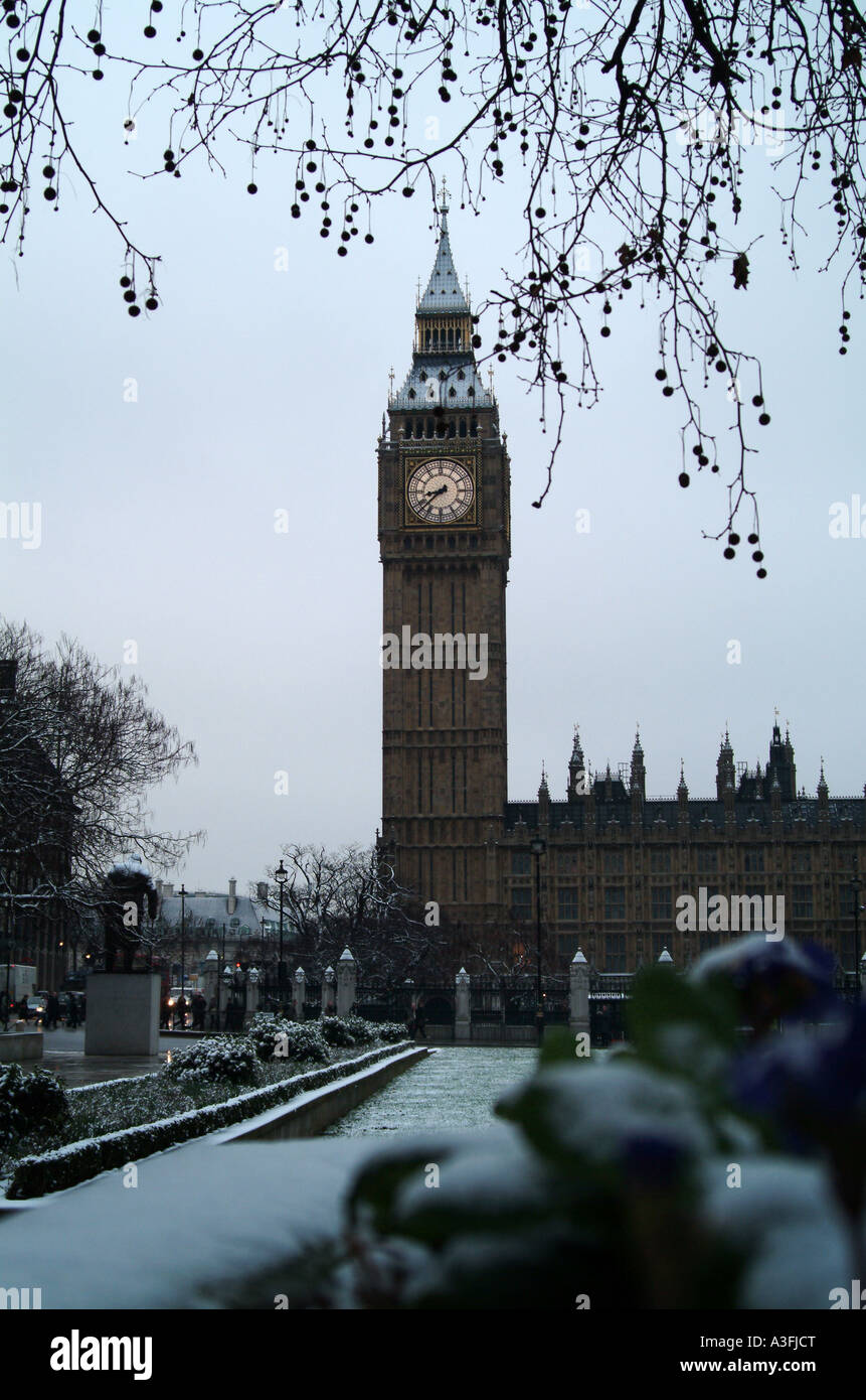 Big Ben with snow London Stock Photo - Alamy