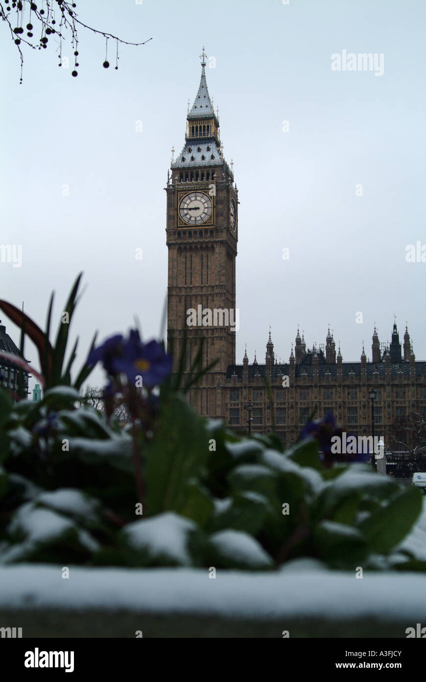 Big Ben with snow London Stock Photo - Alamy