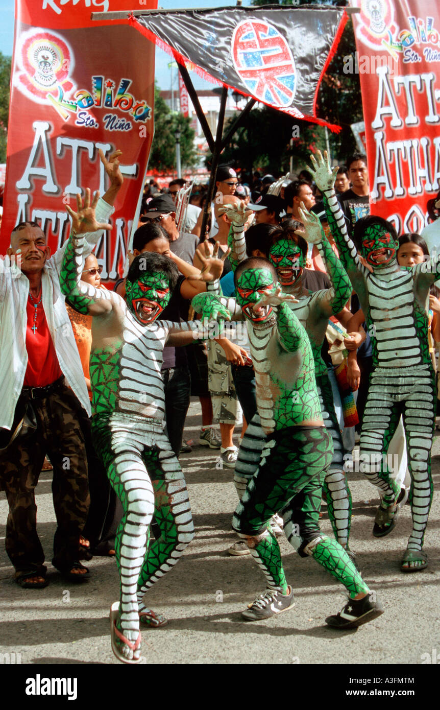 Philippines, Aklan, Kalibo, dancer at the Ati Atihan festival Stock ...