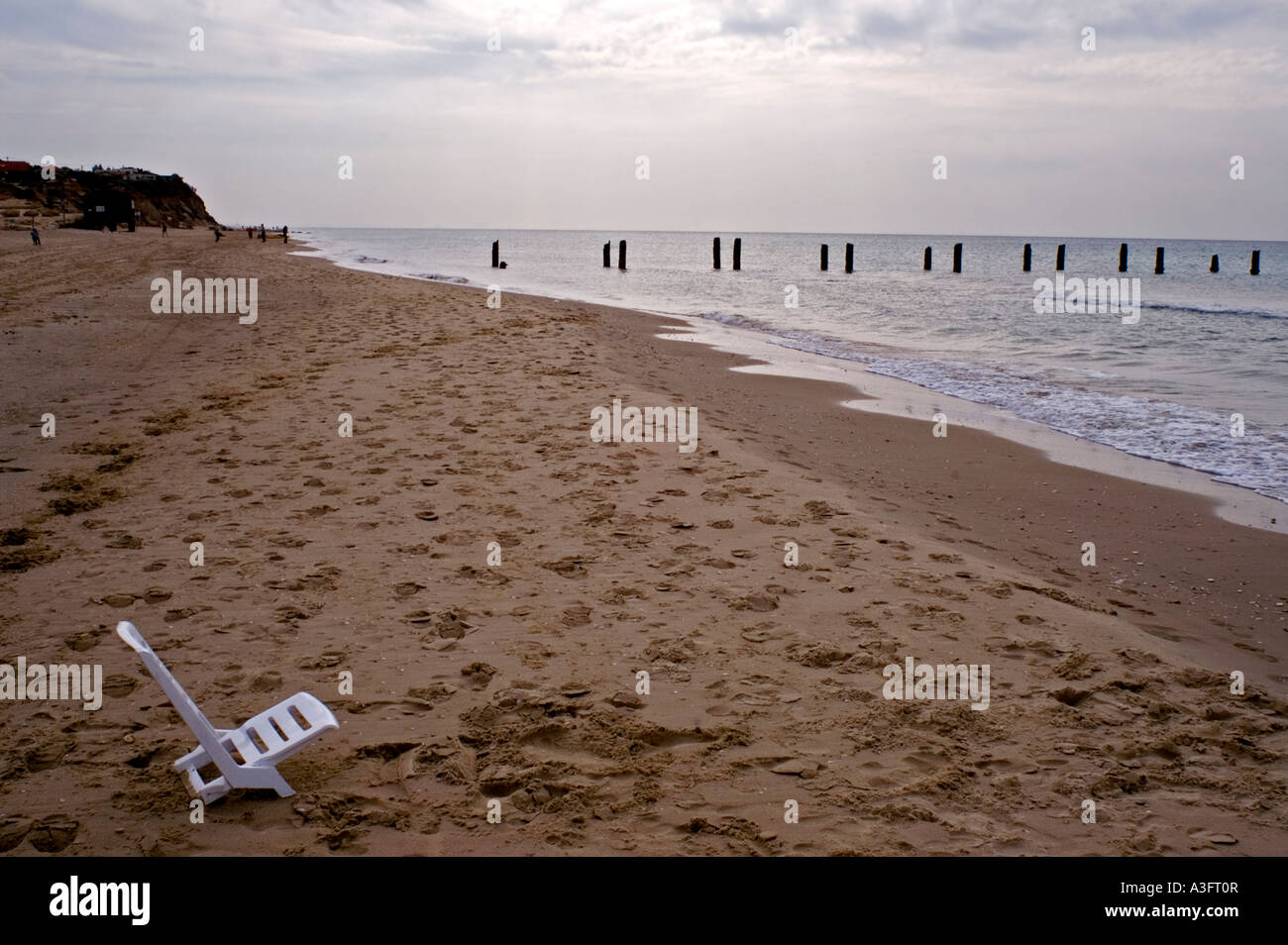 Israel Natanya the beach January 2007 Lone chair on the shore Stock ...