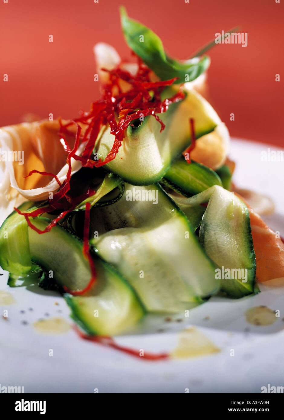 A plate of serano ham and courgettes Stock Photo - Alamy