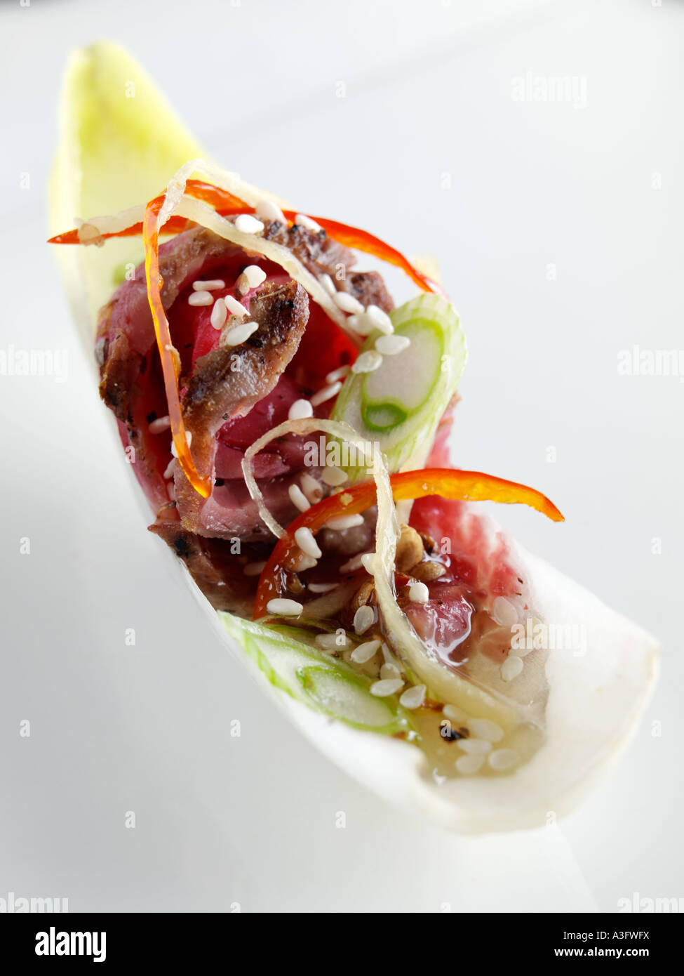 Finger food beef chicory leaf canape hi-res stock photography and ...