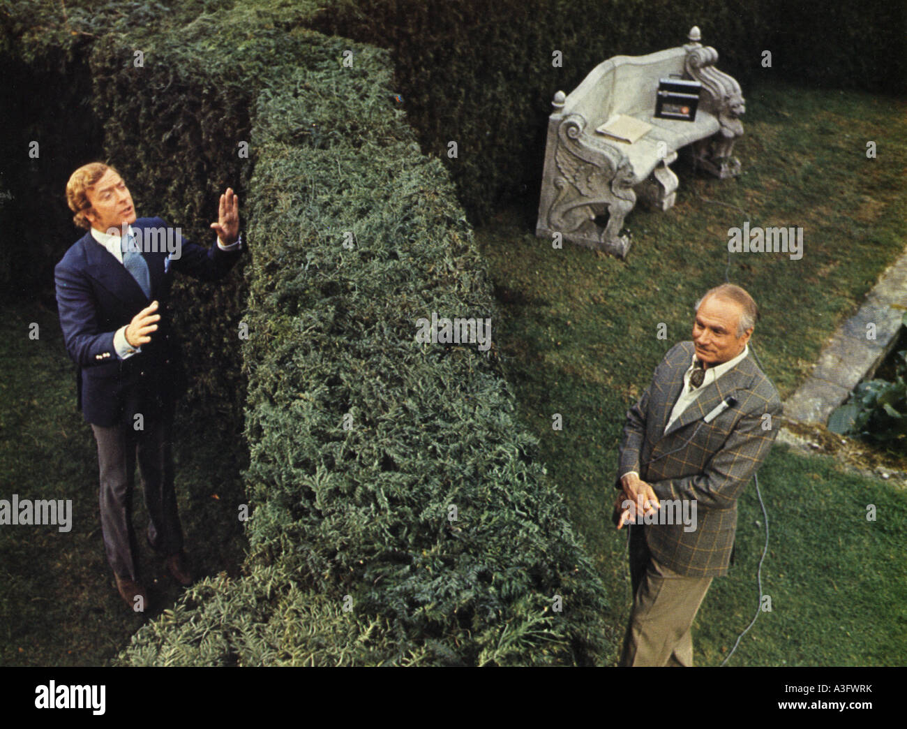 SLEUTH 1972 Palomar film with Michael Caine at left and Laurence ...