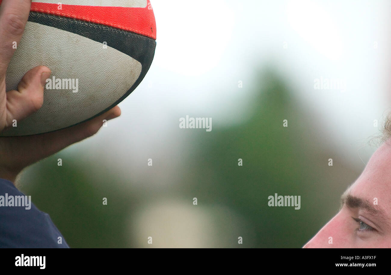 Rugby player ready to throw ball during lineout Stock Photo - Alamy