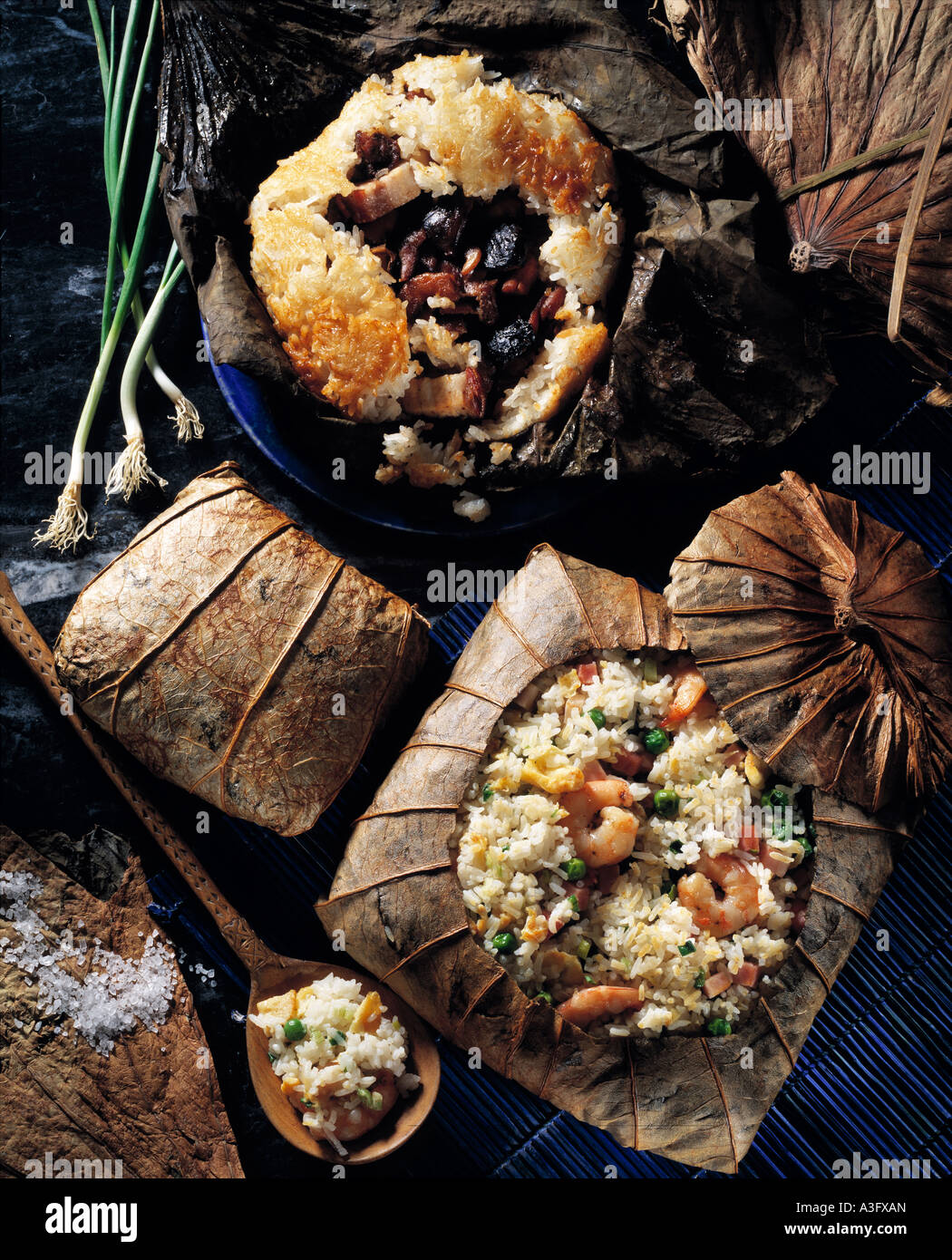 Overhead photograph chinese lotus leaf rice hi-res stock photography ...
