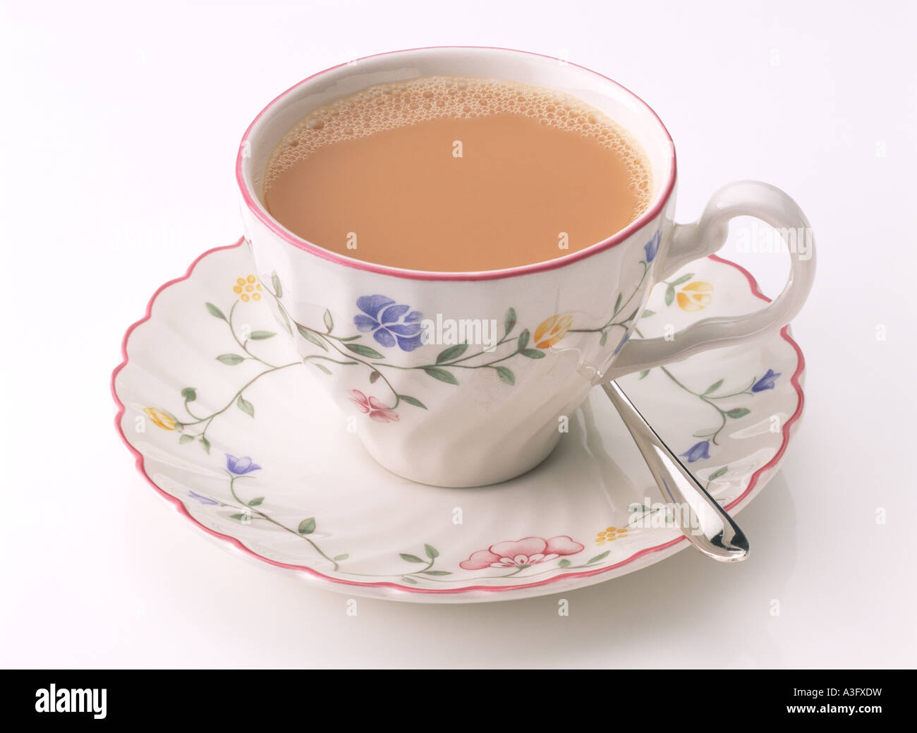 A fine china tea cup and saucer full of tea Stock Photo - Alamy