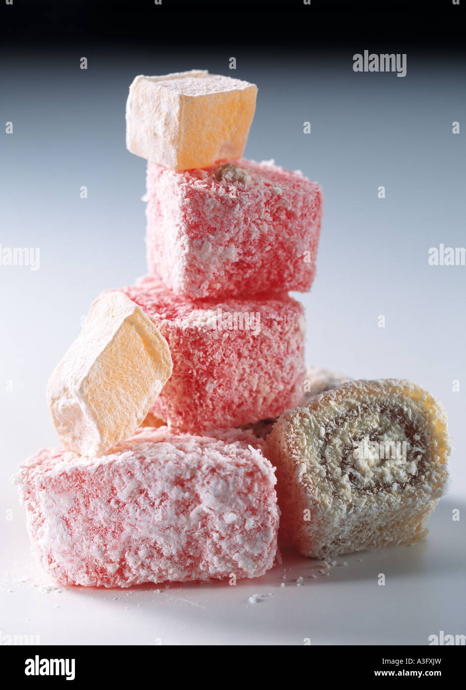 Stack of Turkish Delight on a white background editorial food Stock ...