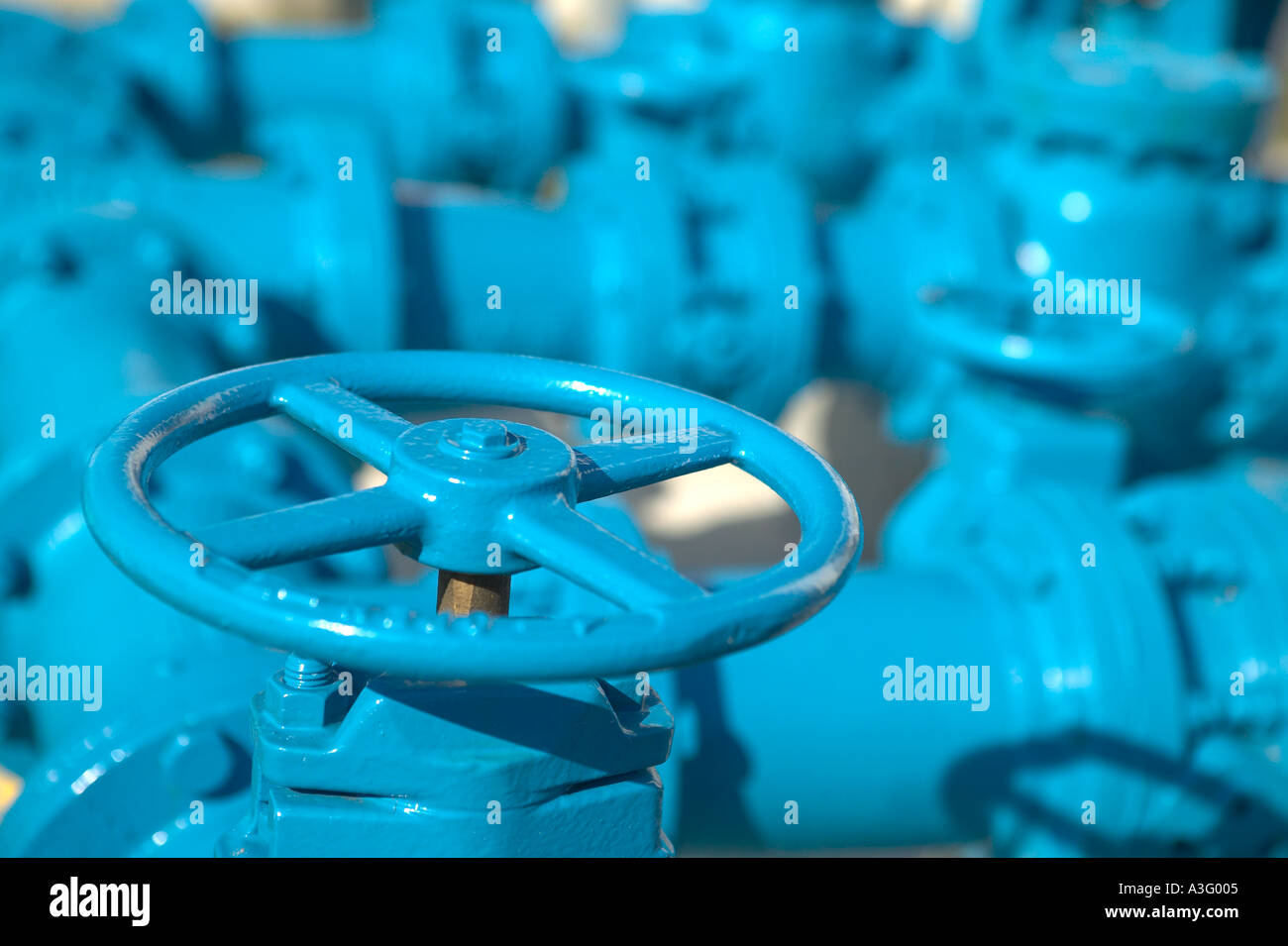 bright blue water shut off valve Stock Photo - Alamy