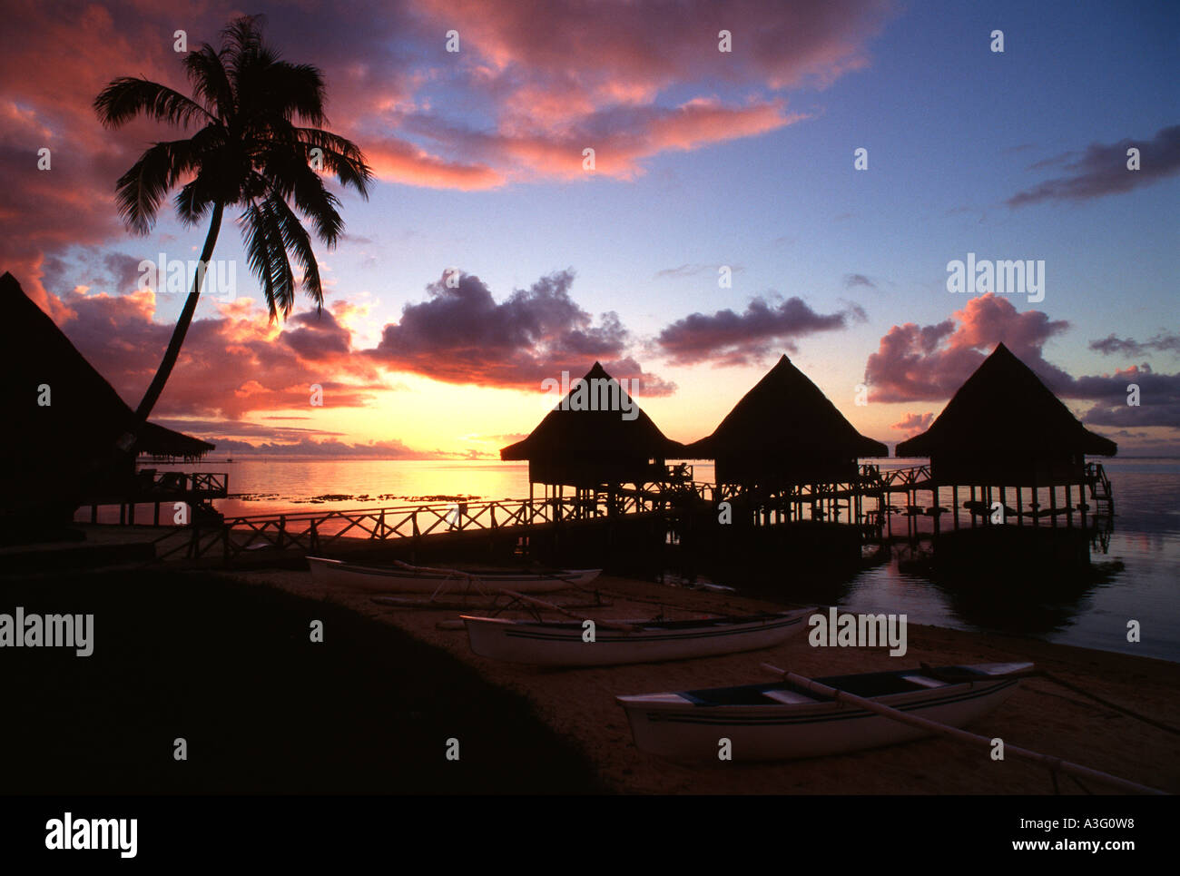 Sunset Moorea French Polynesia Stock Photo - Alamy