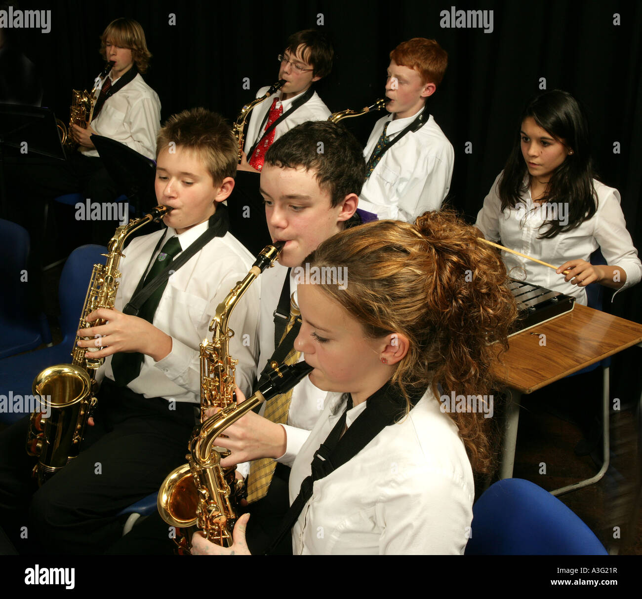 School Band Saxaphone Section Stock Photo - Alamy