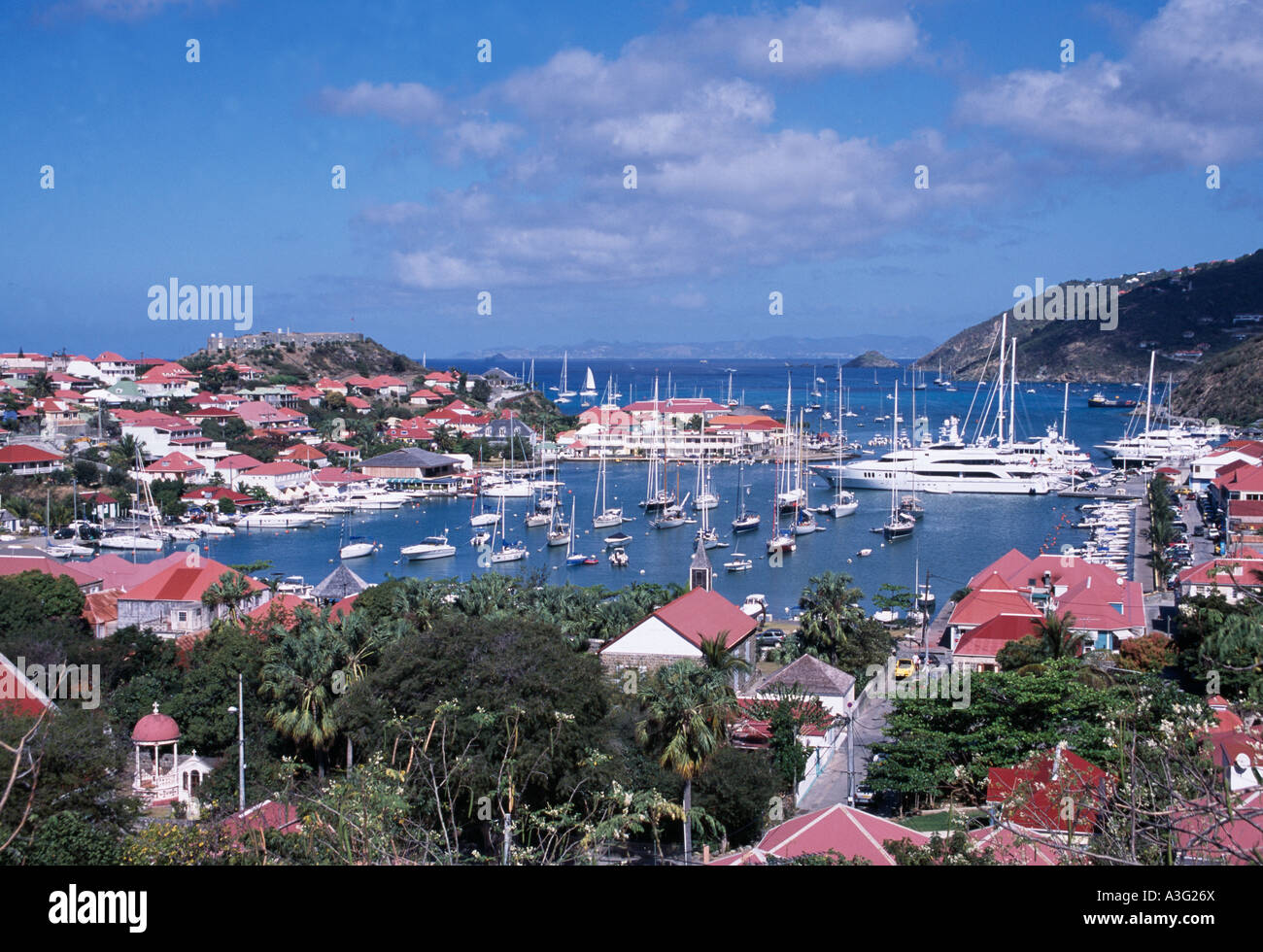 View of Gustavia Harbour capital of St.Barts, Lesser Antilles,French ...