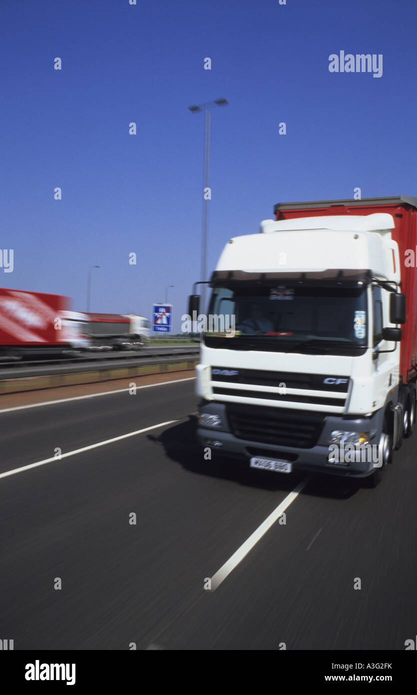 lorry travelling on the A1 M1 motorway Leeds Yorkshire UK Stock Photo ...