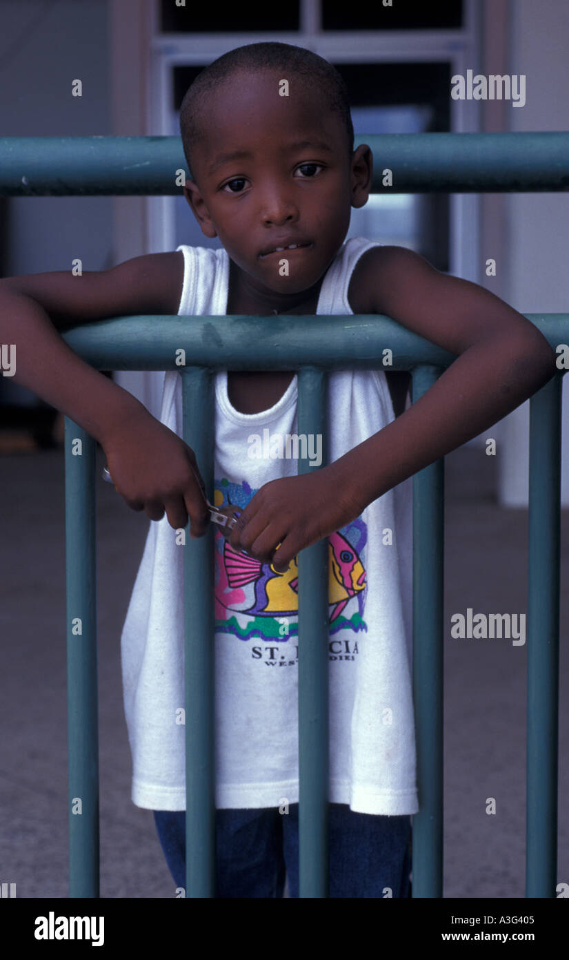 ST LUCIA local boy Stock Photo - Alamy