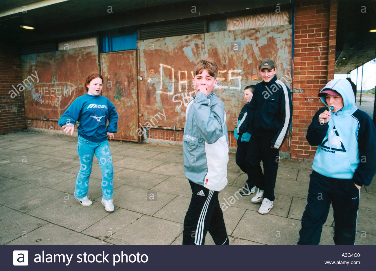 Children hanging out on a Bradford council estate UK Stock Photo ...