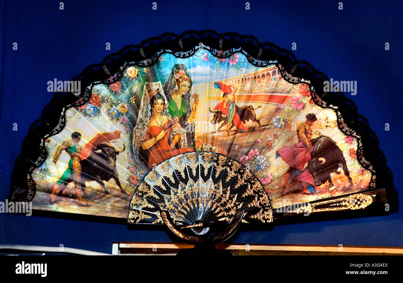 Spain Spanish fan fans shaped painting painter artist hand Stock Photo ...