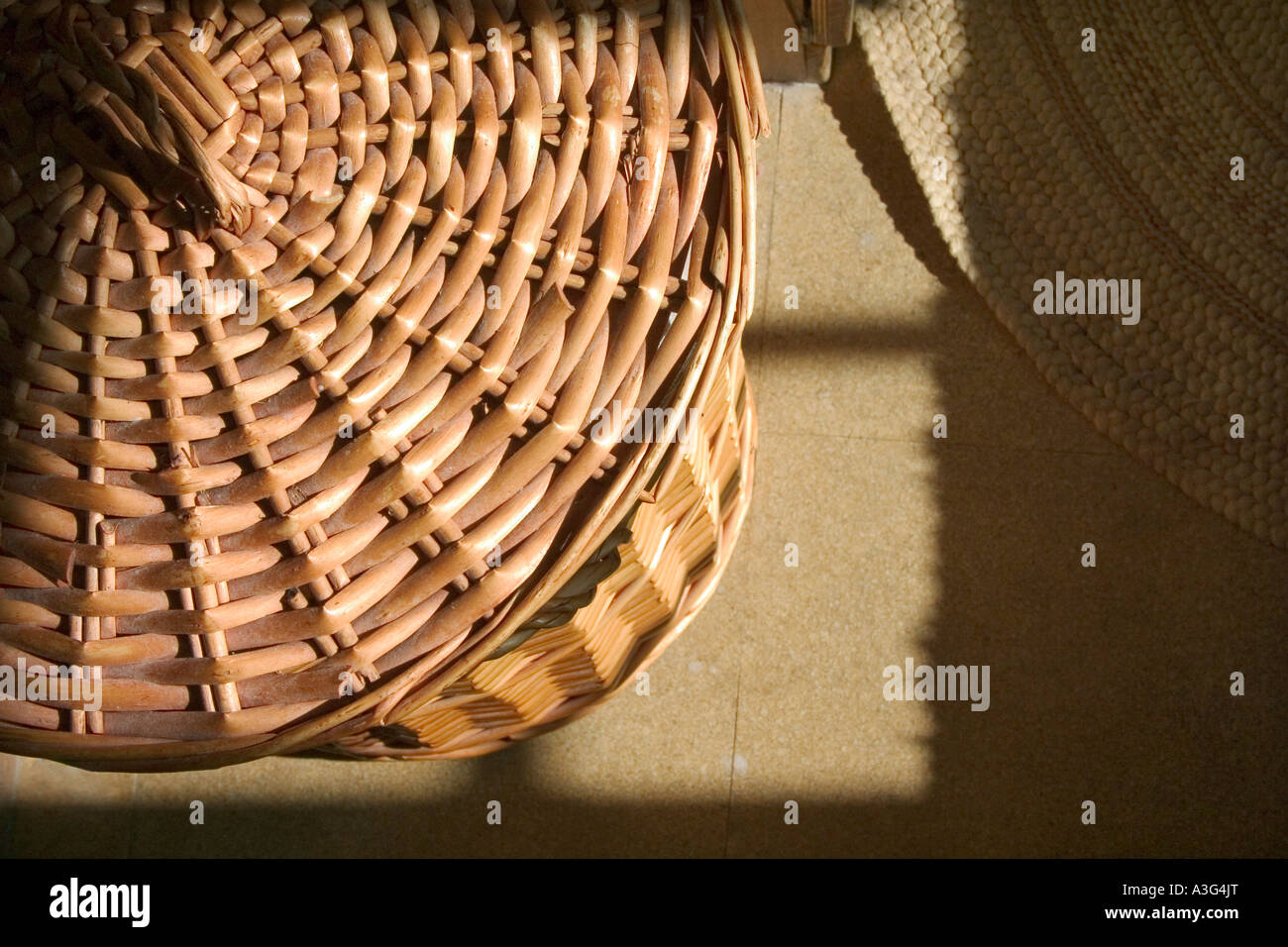 View from above of a laundry basket in a bathroom Stock Photo - Alamy