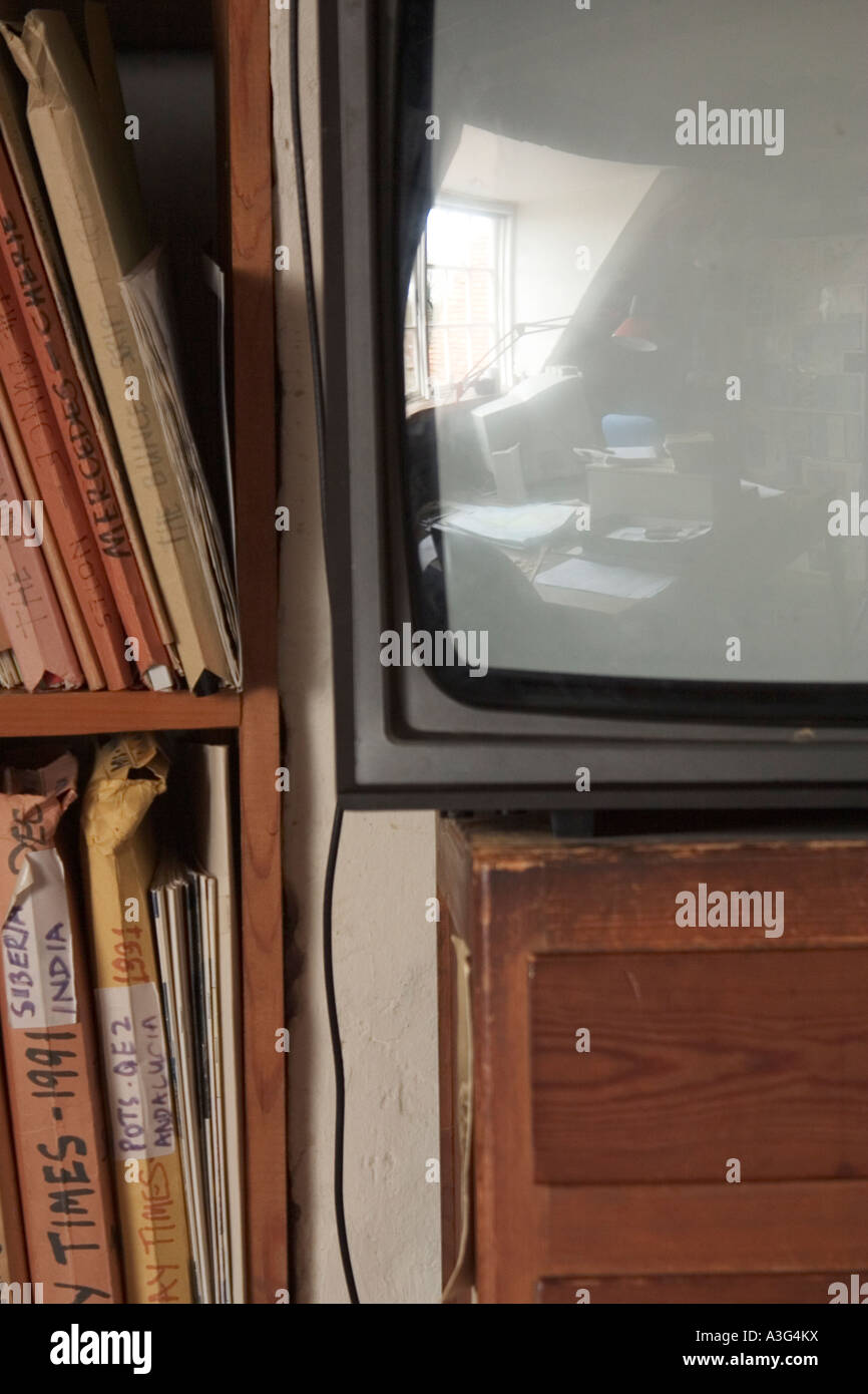 Corner of a television set in a study Stock Photo - Alamy