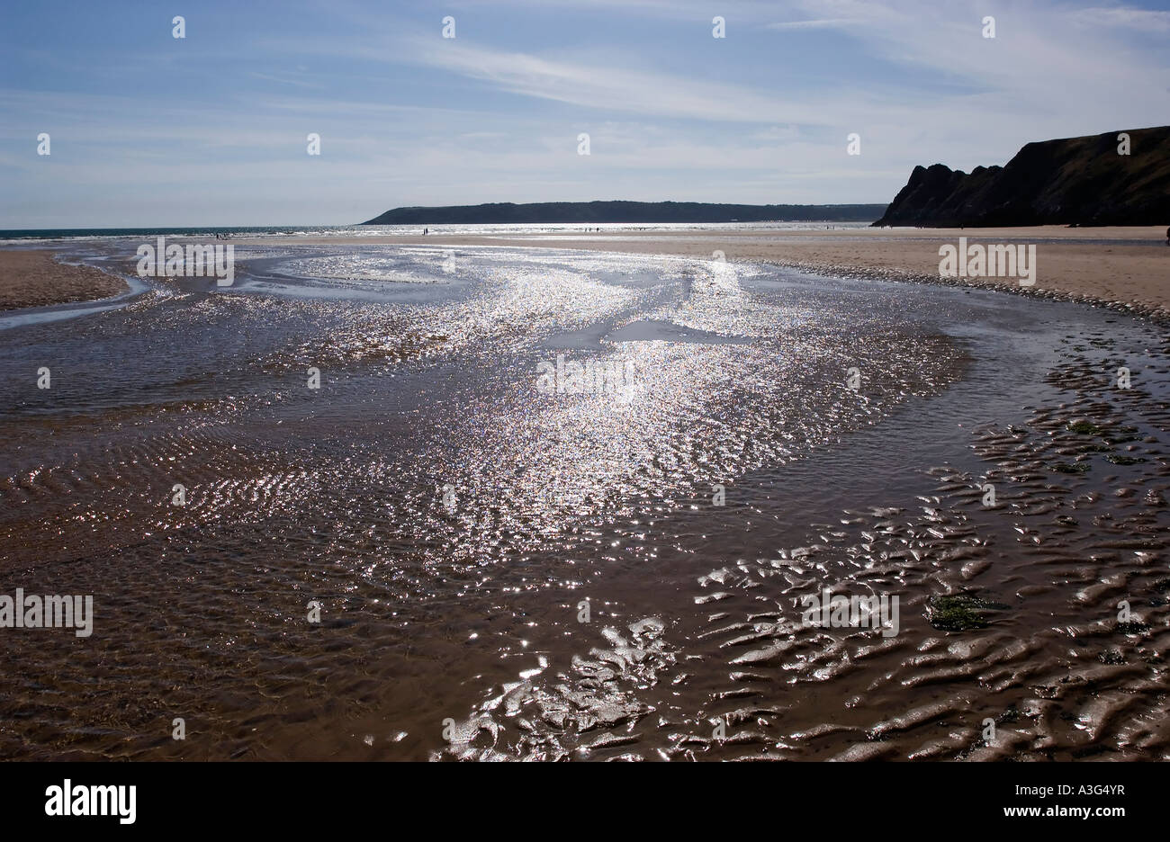 Three Cliffs Bay Stock Photo - Alamy