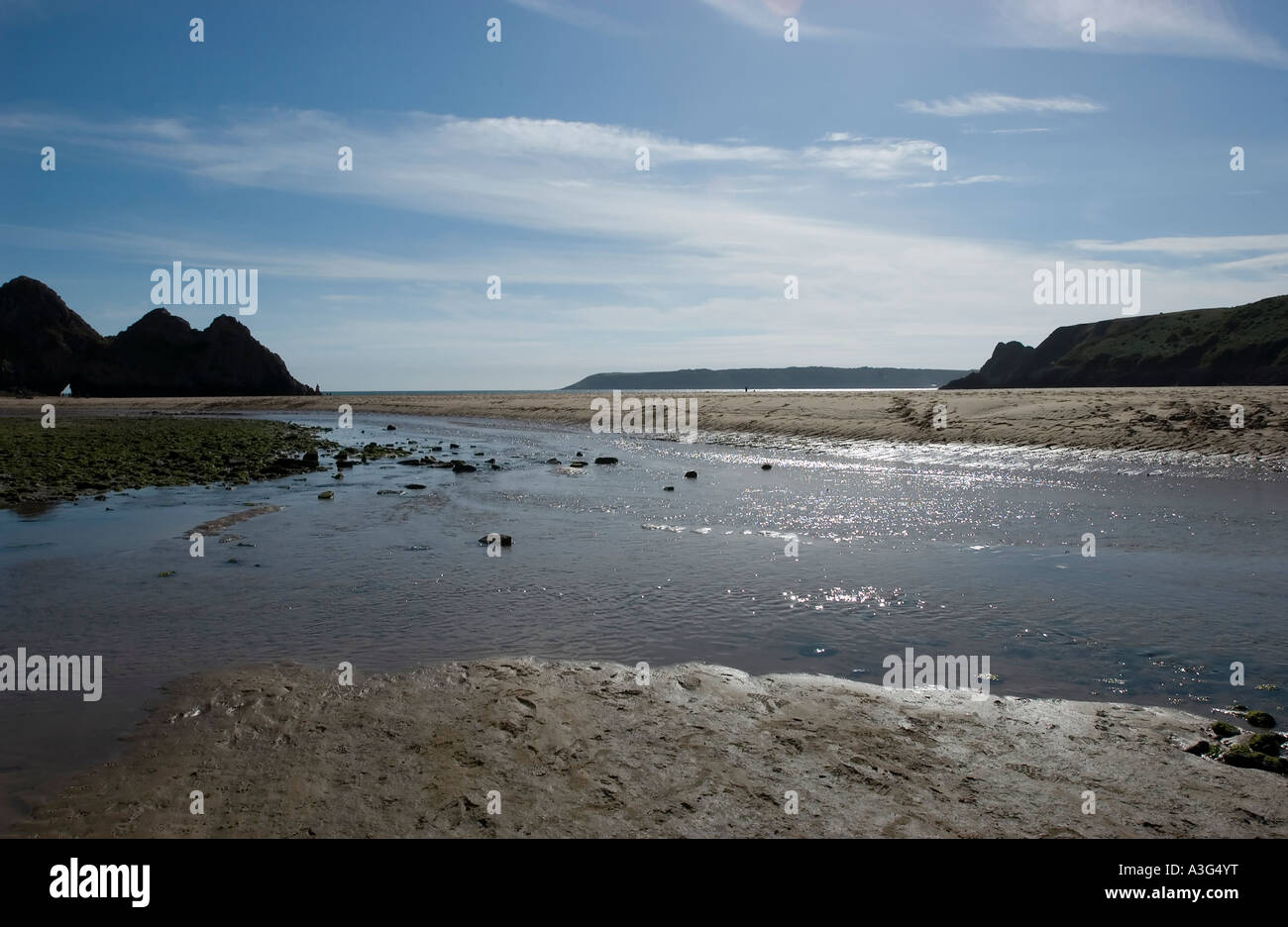 Three Cliffs Bay Stock Photo - Alamy