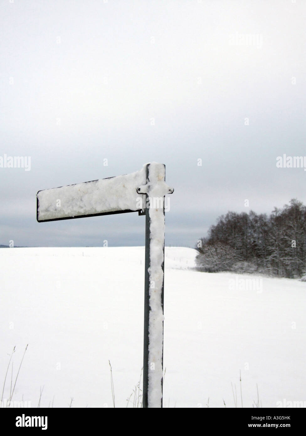 road sign covered with heavy snow Stock Photo - Alamy