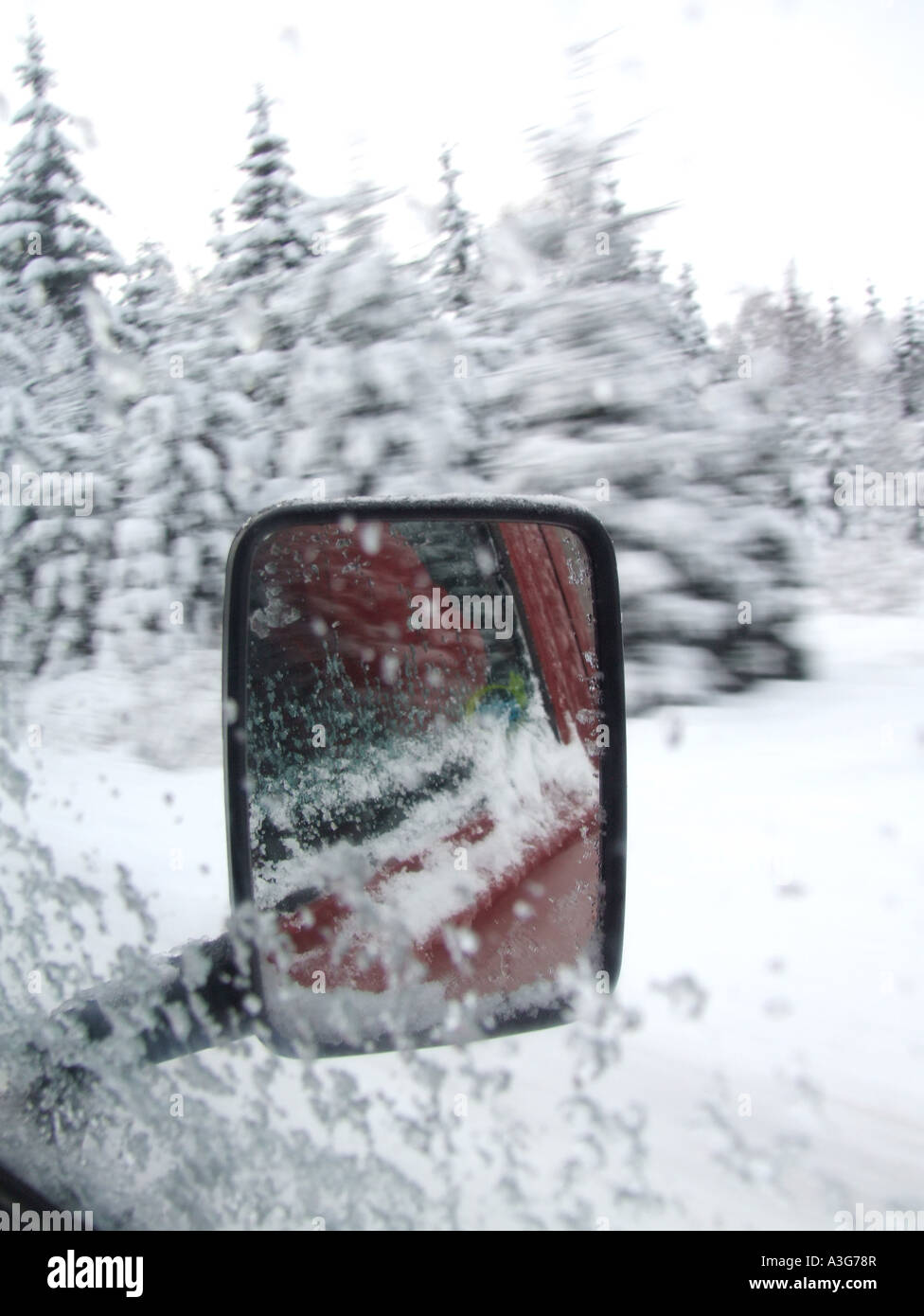 car driving in heavy snow on rural country road Stock Photo - Alamy