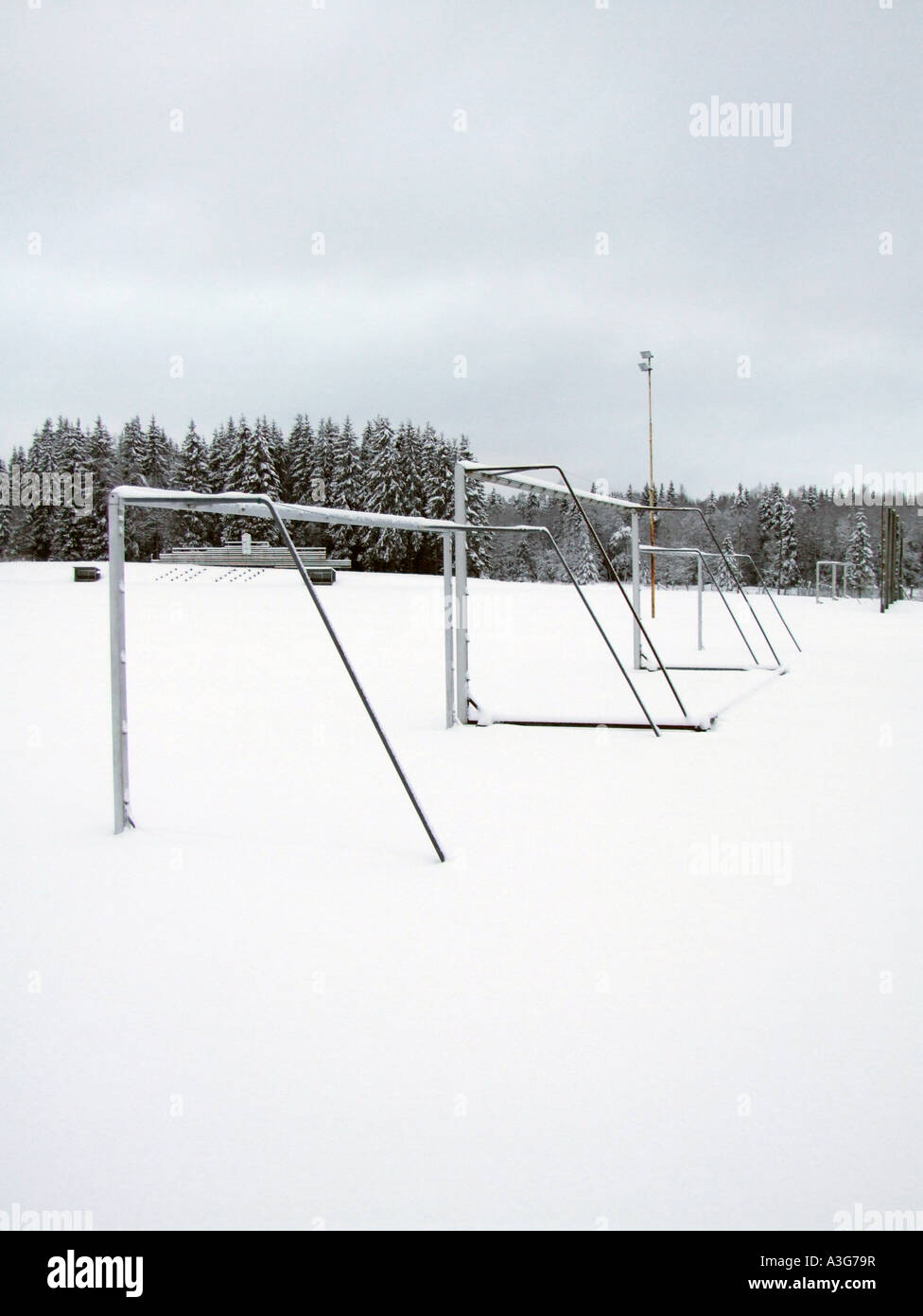 football pitch covered with snow in sweden Stock Photo - Alamy