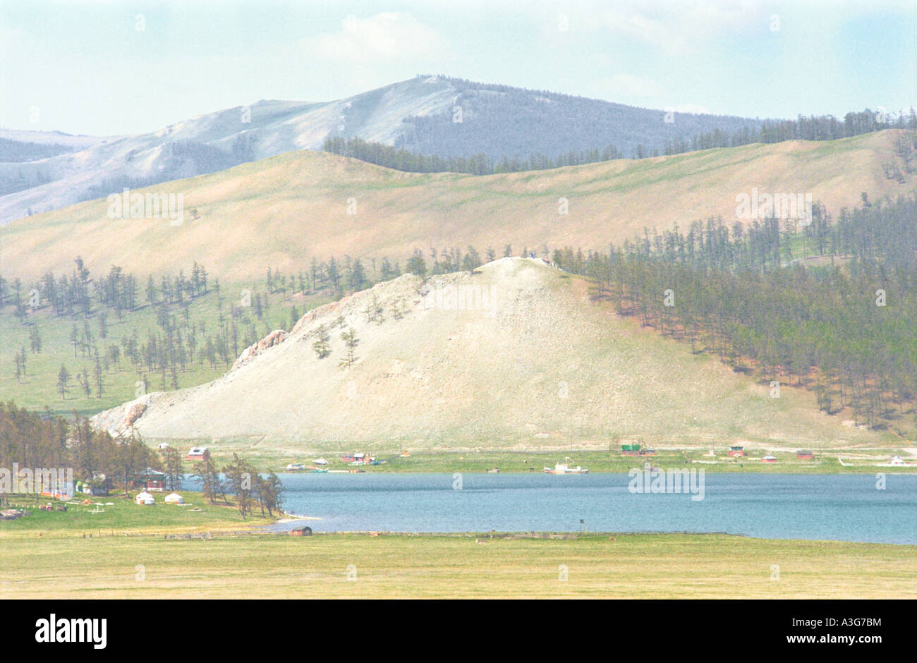 Khuvsgul Lake. Khatgal village (somon) nearby. Bayan-Ula Range. North ...