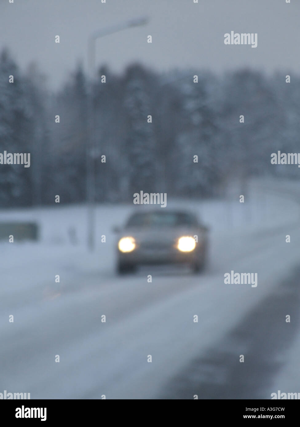 car driving in heavy snow in sweden Stock Photo - Alamy