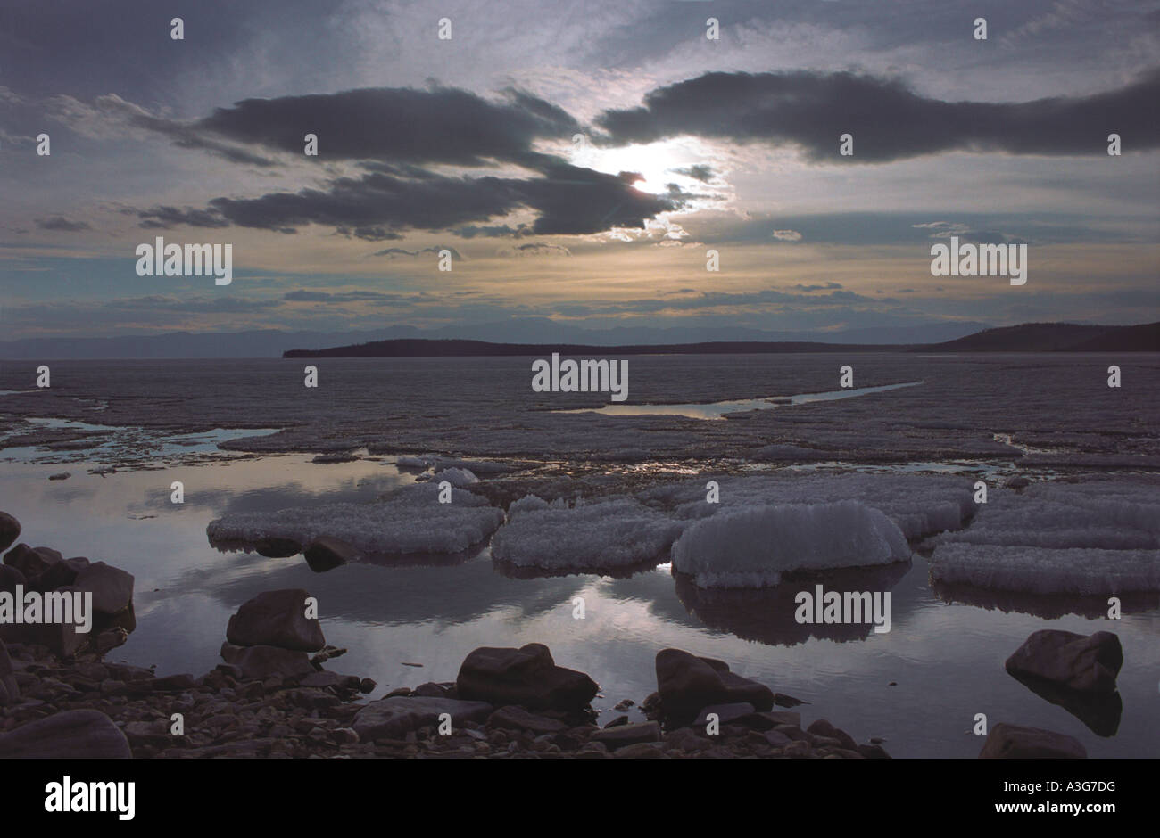 Khuvsgul Lake at sunset. North Mongolia Stock Photo - Alamy