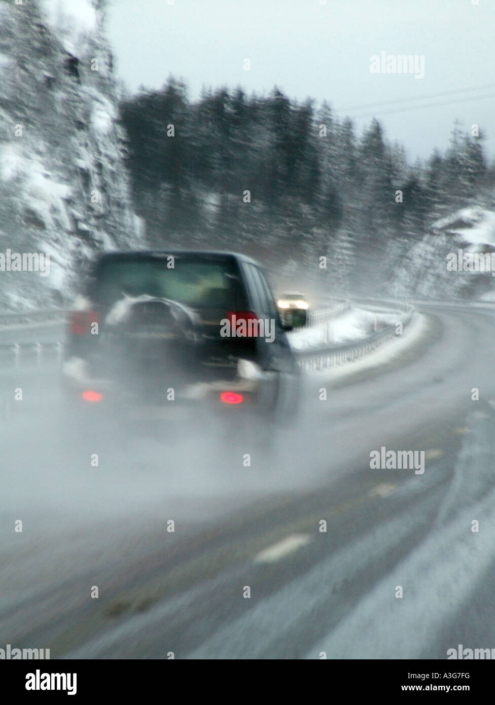 car driving in heavy snow in sweden Stock Photo - Alamy