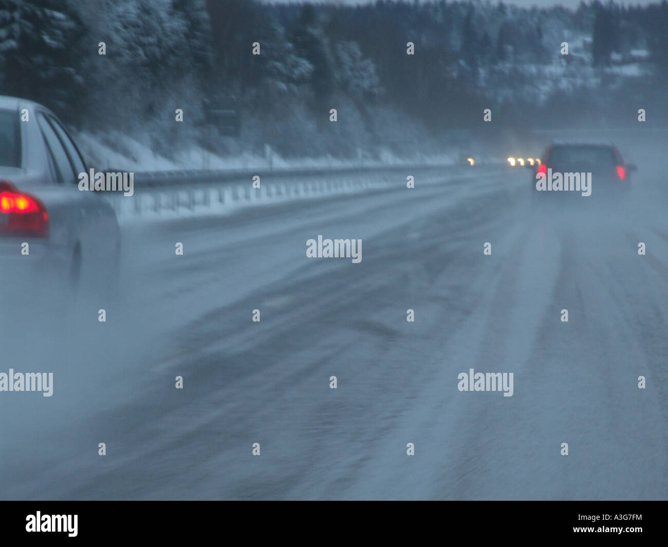 cars driving in heavy snow in sweden Stock Photo - Alamy