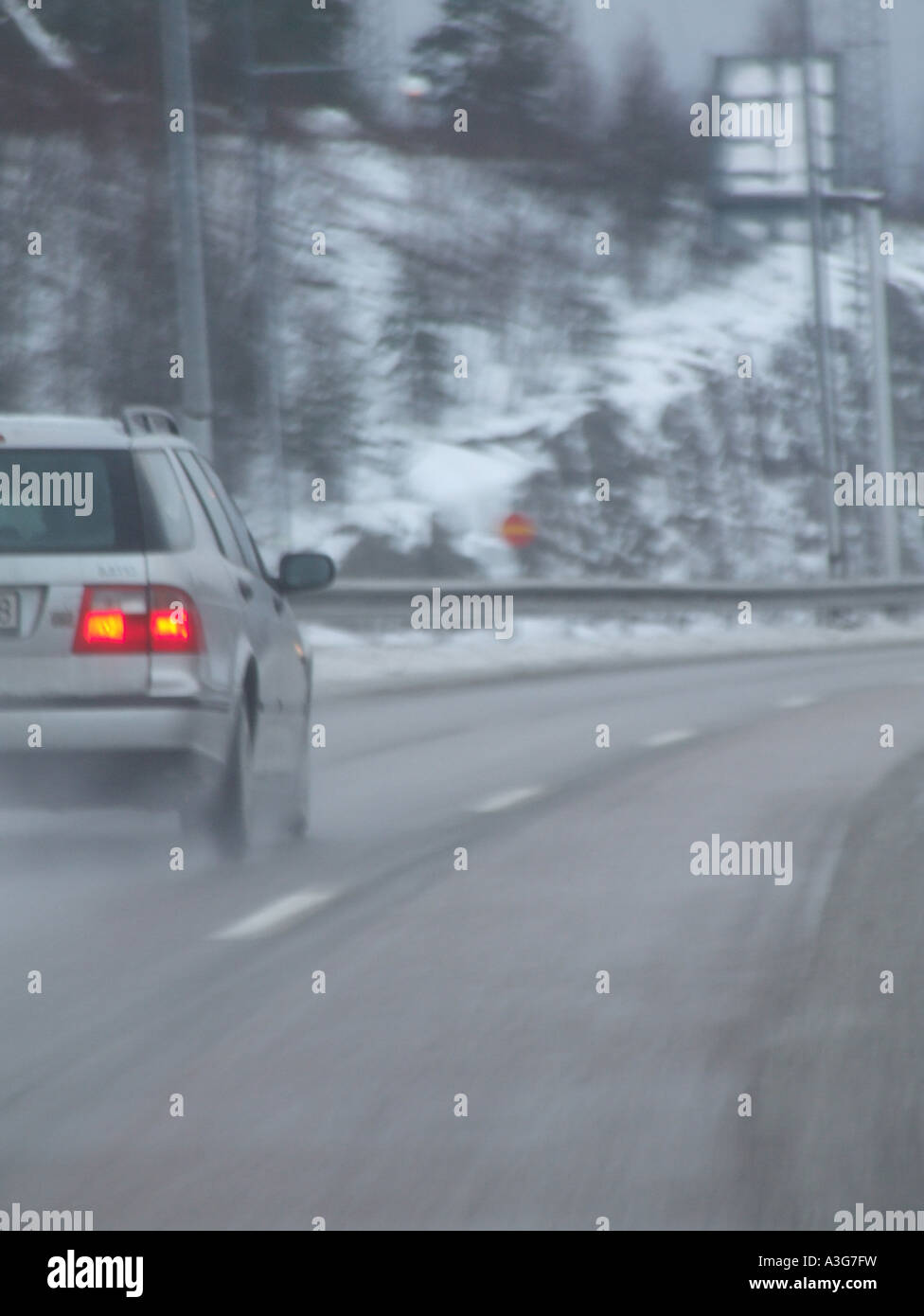 car driving in heavy snow in sweden Stock Photo - Alamy