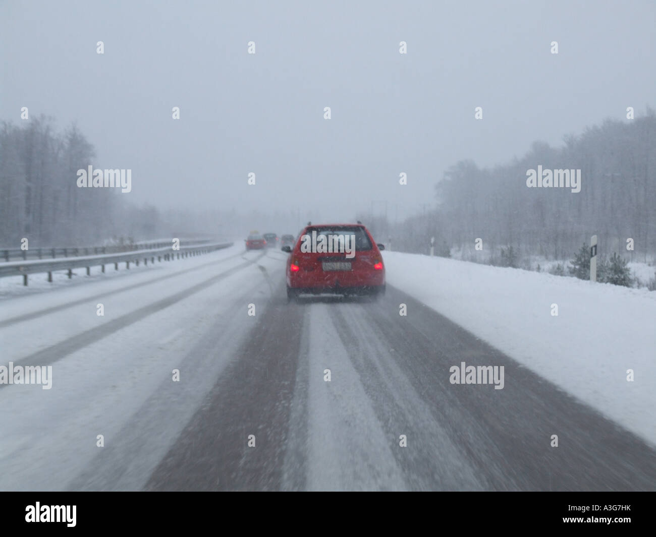 car driving in heavy snow storm in sweden Stock Photo - Alamy
