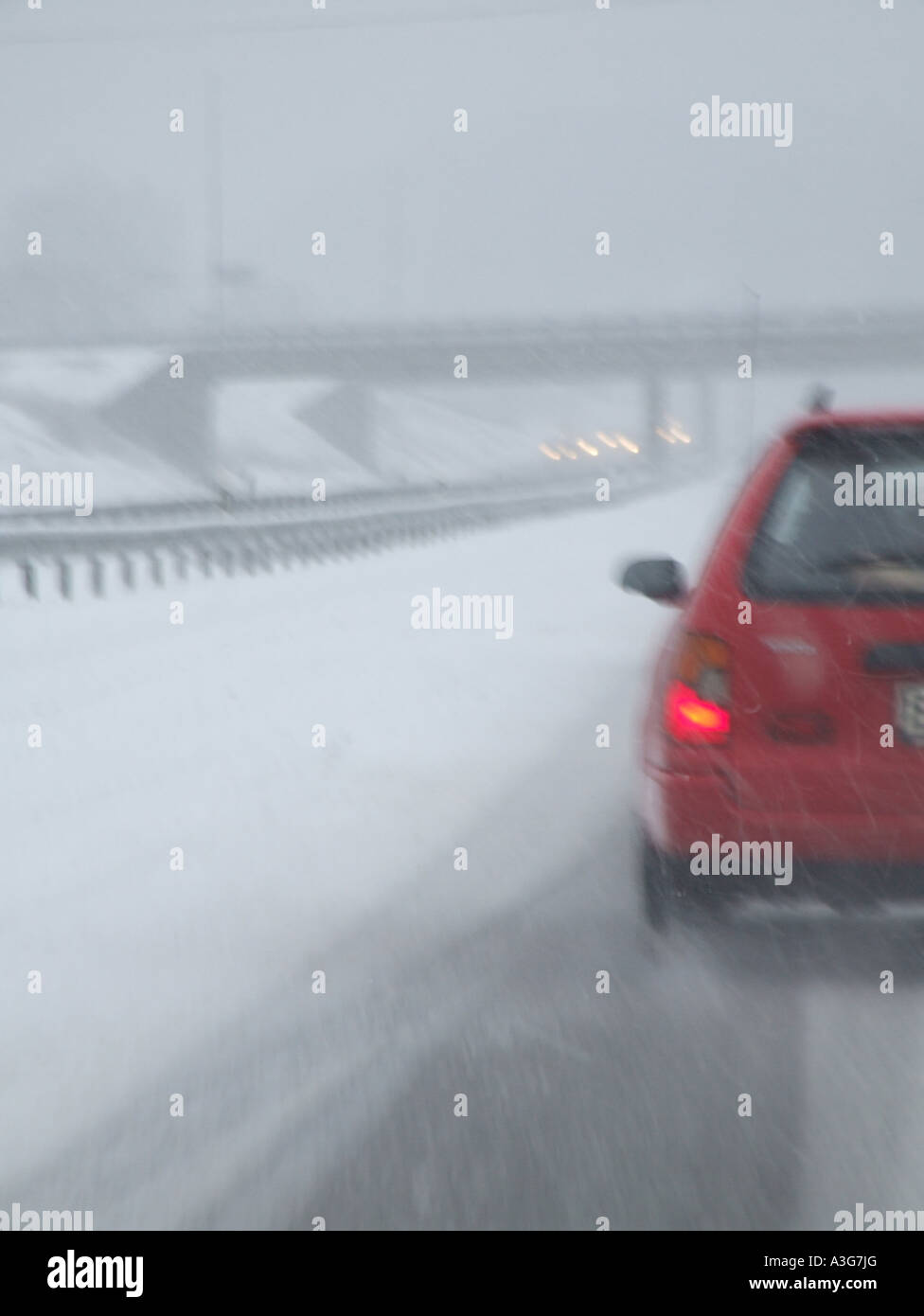 car driving in heavy snow in sweden Stock Photo - Alamy