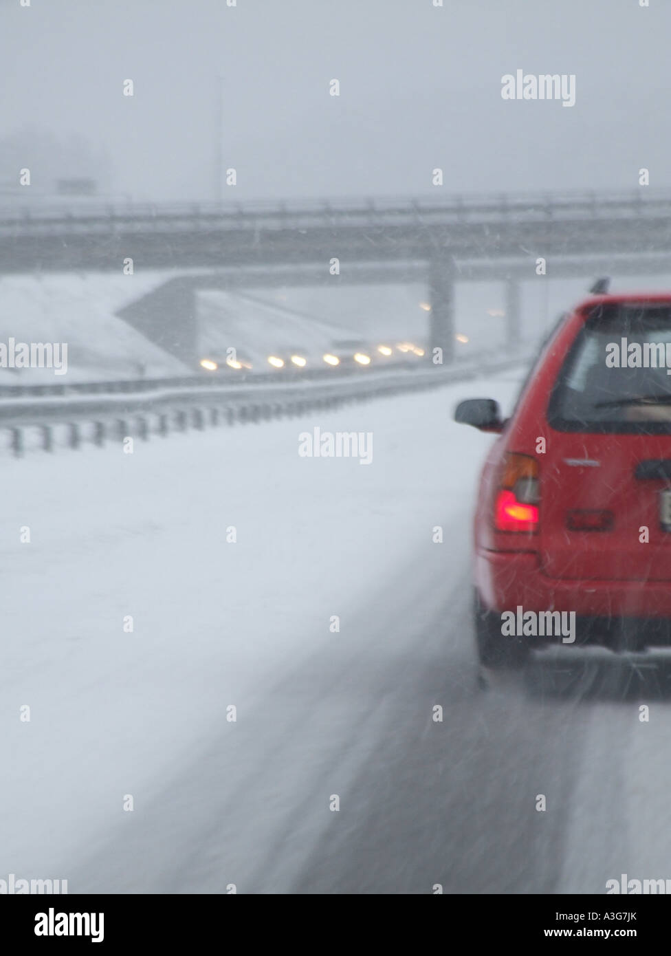 car driving in heavy snow in sweden Stock Photo - Alamy
