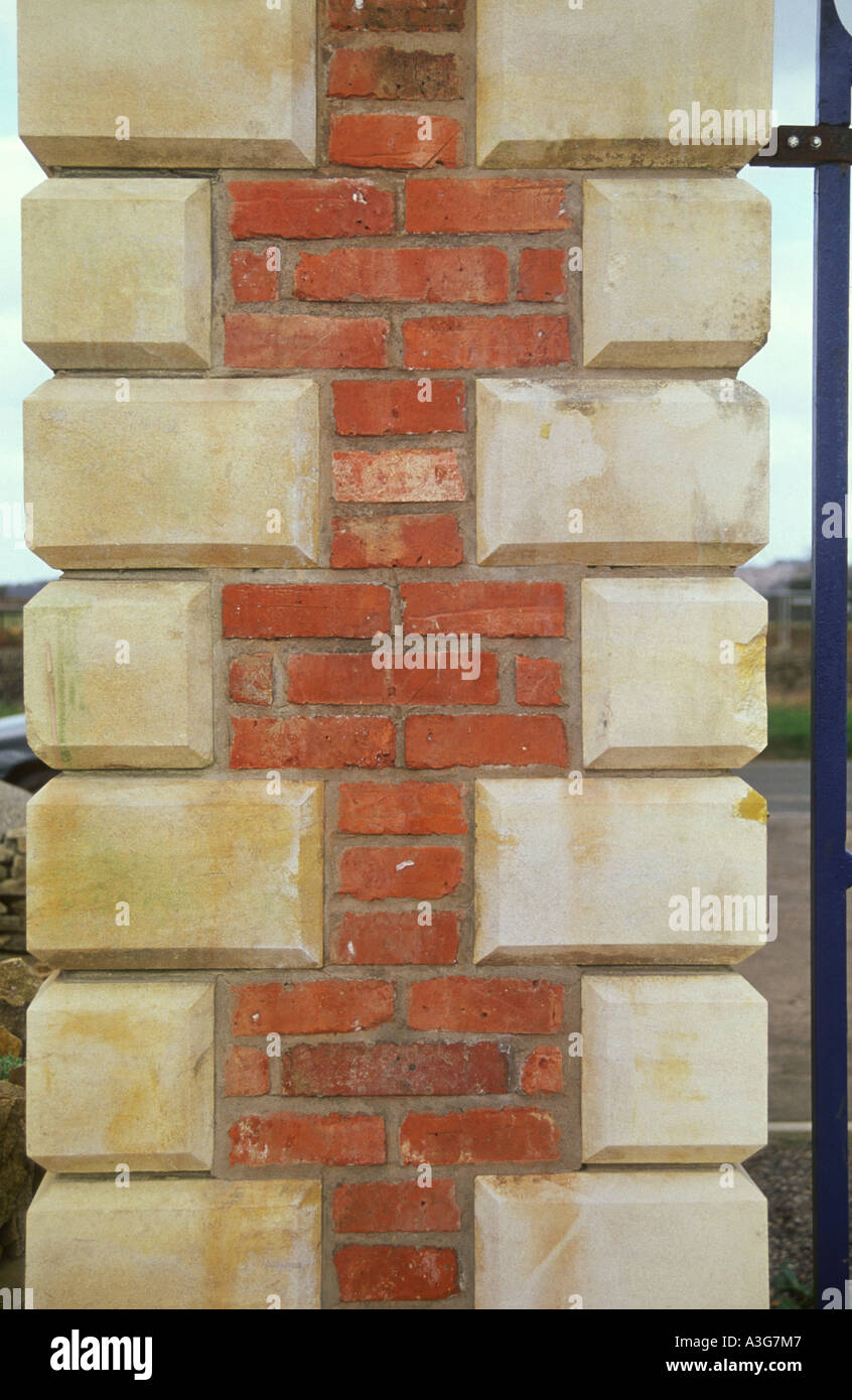 Stone and brick built gate pillar Stock Photo - Alamy