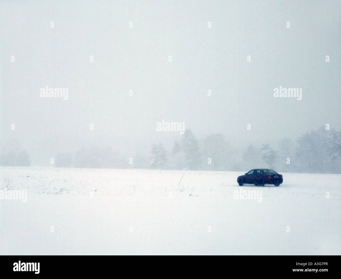 car driving in heavy snow storm in sweden Stock Photo - Alamy