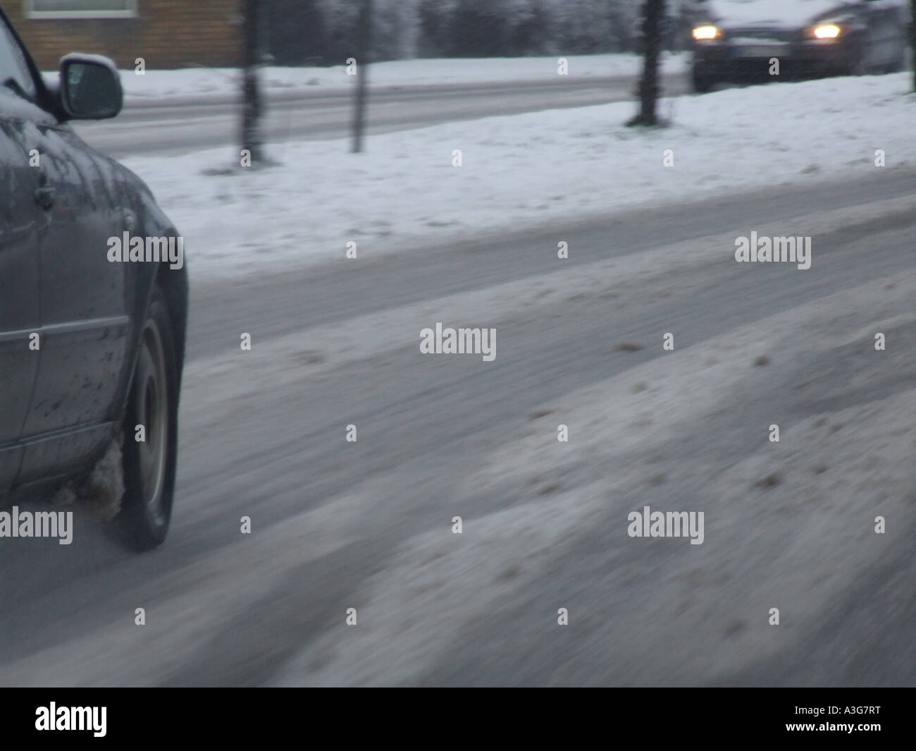 two cars driving in heavy snow in sweden Stock Photo - Alamy